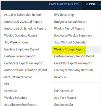 Using the Weekly Prompt Report to Export a DMAS-90 – Caretime Knowledge ...